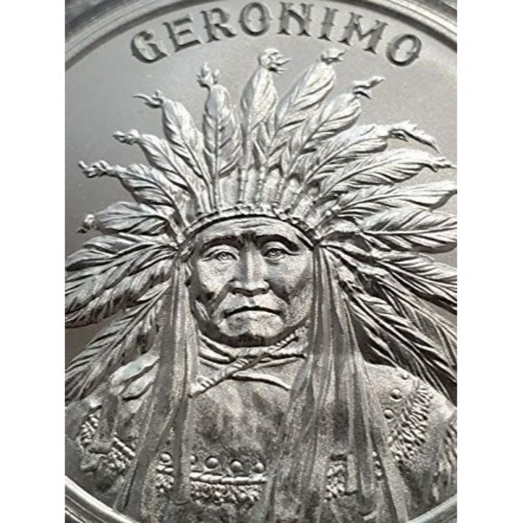 Art | Geronimo 1 Oz 999 Silver Wild West Legend Apache Art Round Frame Display Stand | Poshmark